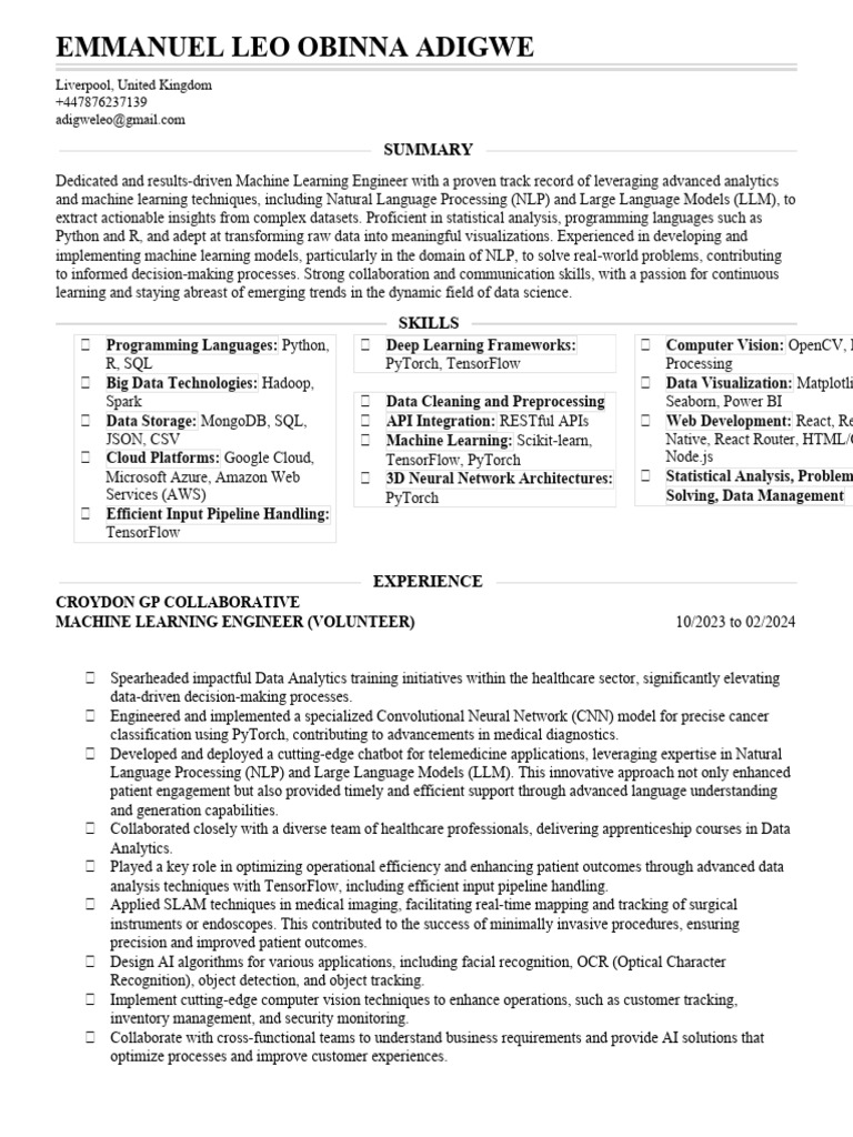 Machine Learning Engineer | PDF | Machine Learning | Data Science Machine Learning Engineer | PDF | Machine Learning | Data Science