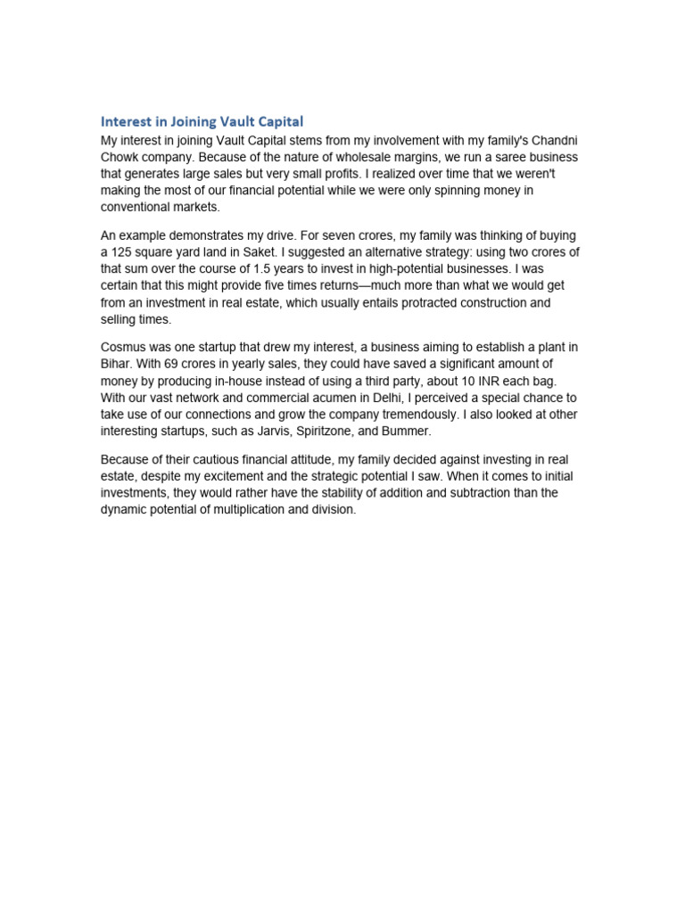 Vault Capital | PDF