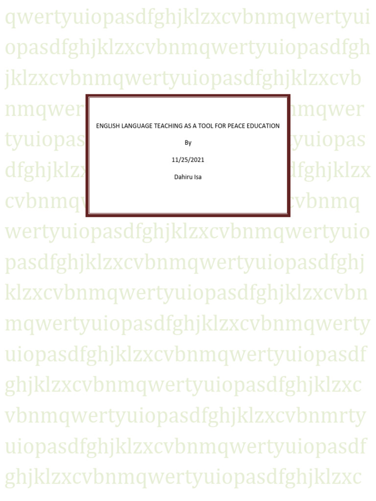 English Language Teaching As A Tool For Peace Education | PDF ...