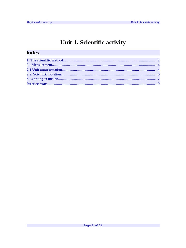 Unit 1. Scientific Activity | PDF | Scientific Method | Experiment