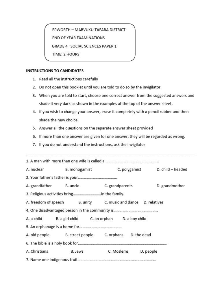 Grade 4 Social Sciences 1 | PDF