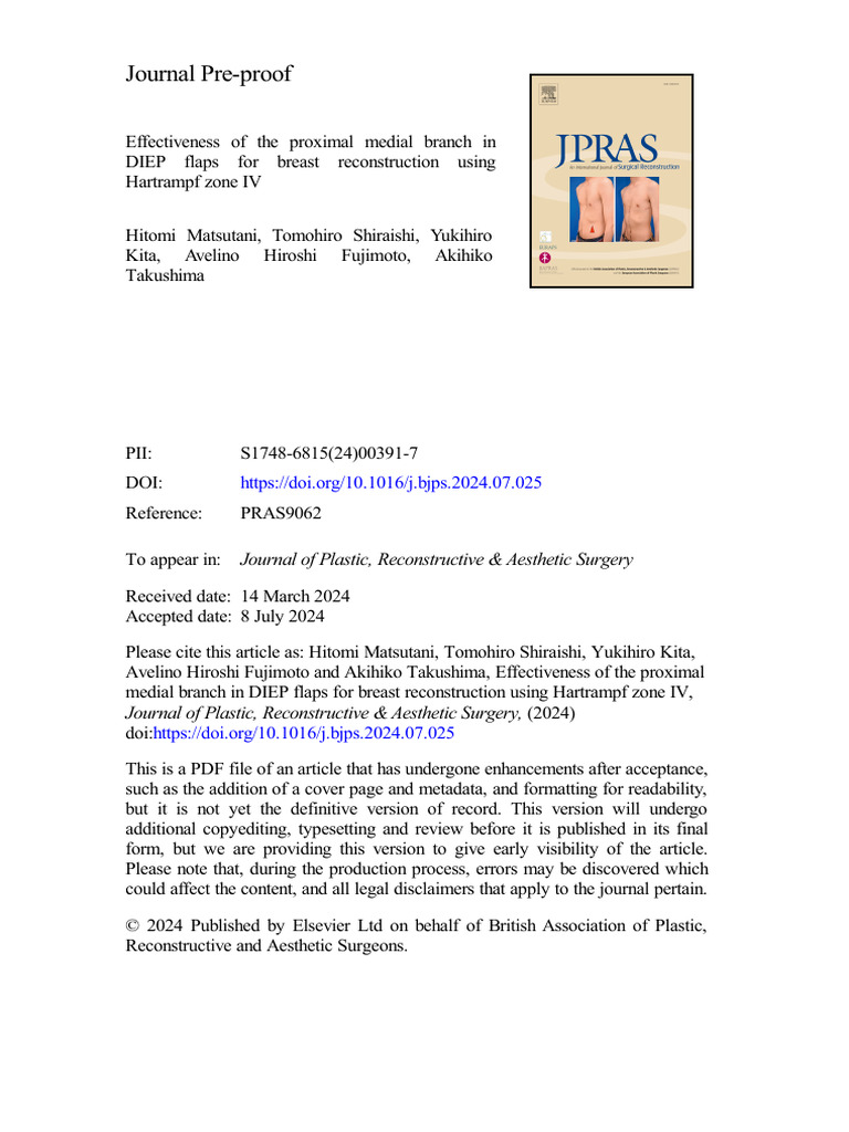 Proximal Medial Branch in DIEP Flaps | PDF | Ct Scan | Medical Ultrasound
