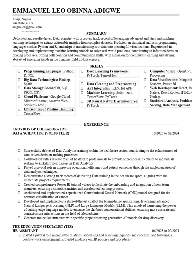 Machine Learning Engineer | PDF | Data Science | Machine Learning Machine Learning Engineer | PDF | Data Science | Machine Learning