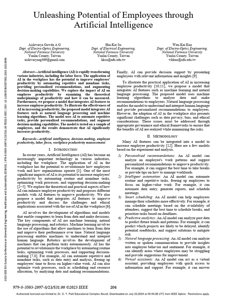 Unleashing Potential of Employees Through Artificial Intelligence | PDF ... Unleashing Potential of Employees Through Artificial Intelligence | PDF ...