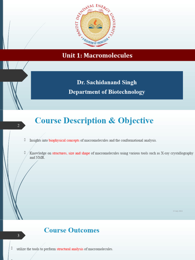 Unit1 Macro Molecules | PDF | Structural Biology | X Ray Crystallography