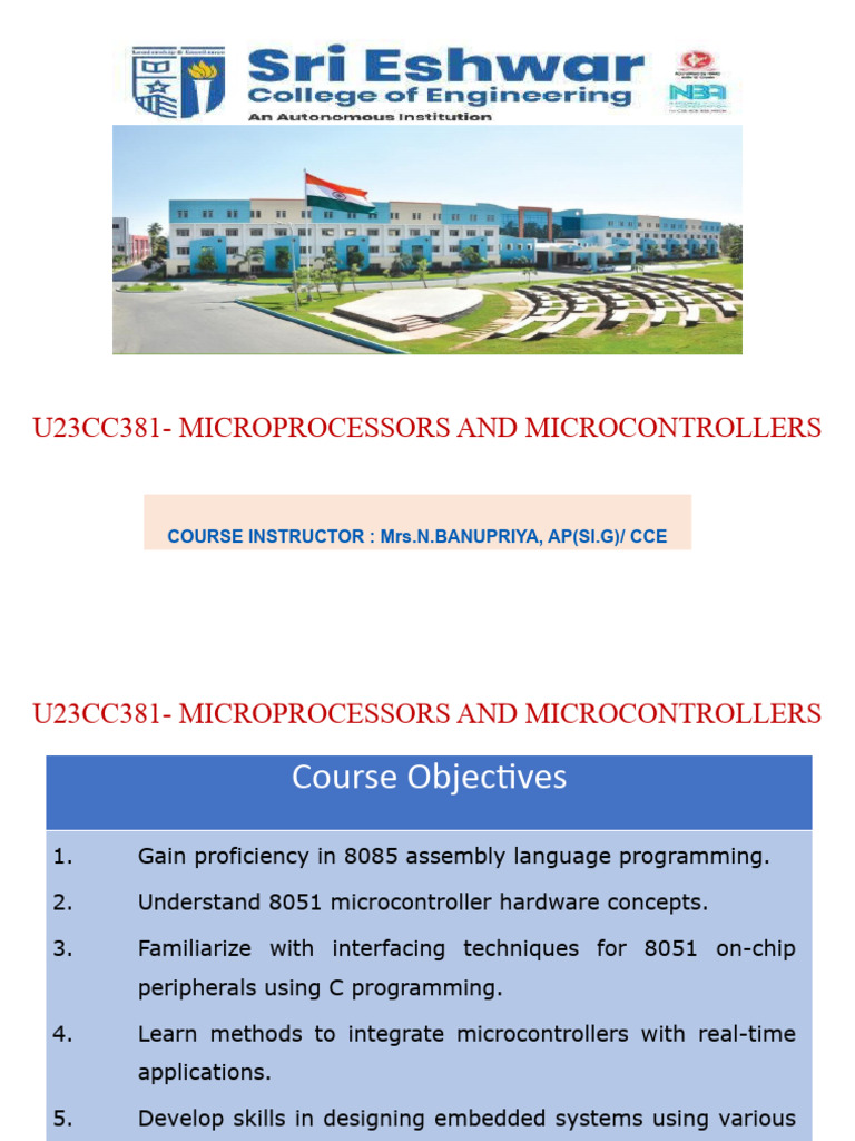 Microprocessors & Microcontrollers Course | PDF | Microcontroller ...