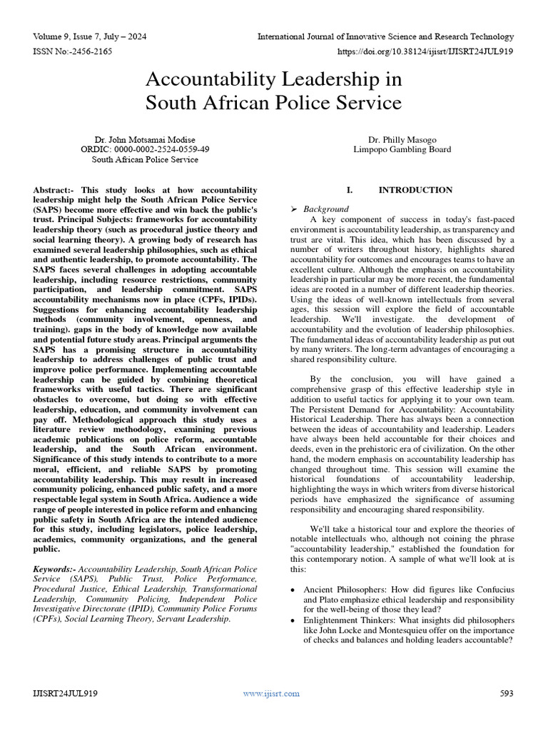 Accountability Leadership in South African Police Service | PDF ...
