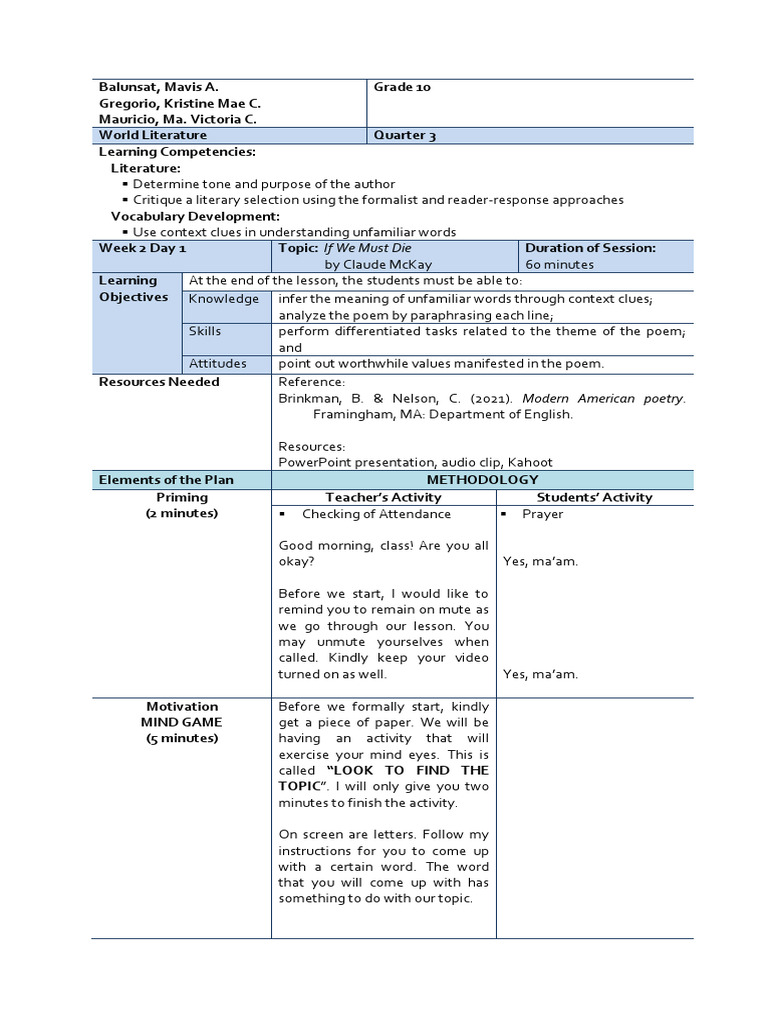 5 If We Must Die | PDF | Poetry