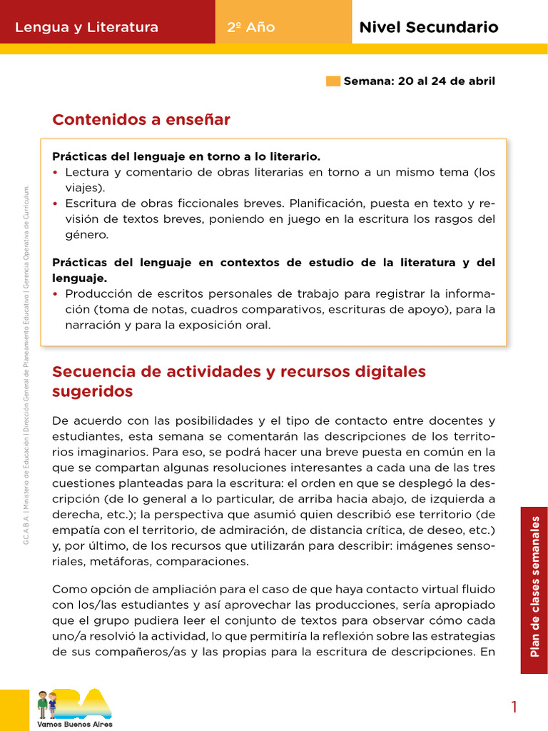 2-3 Plan Clases 20 Al 30 Abril | PDF | Plan de estudios | Escritura