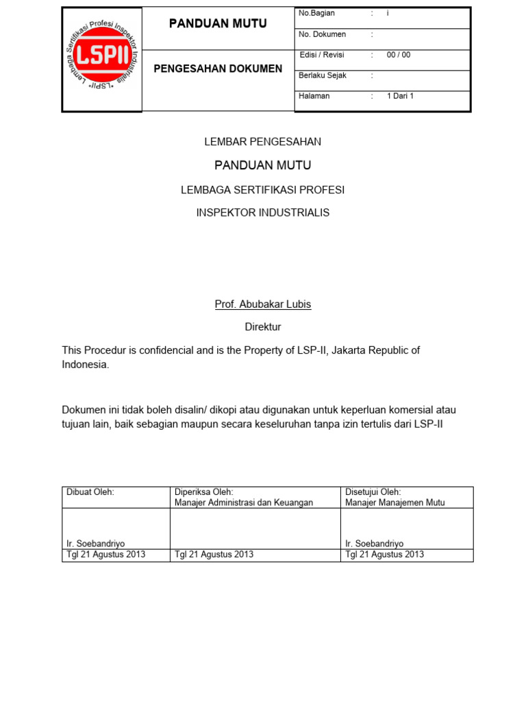 Panduan Mutu LSP | PDF