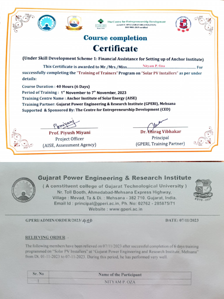 Certificate Solar PV Installer | PDF | Sustainable Energy | Renewable ...