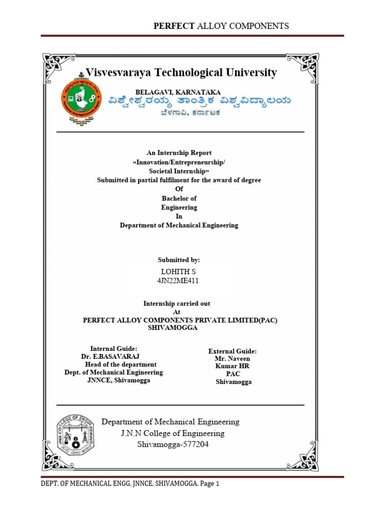 Internship Report Mechanical Pdf Casting Internal Combustion Engine
