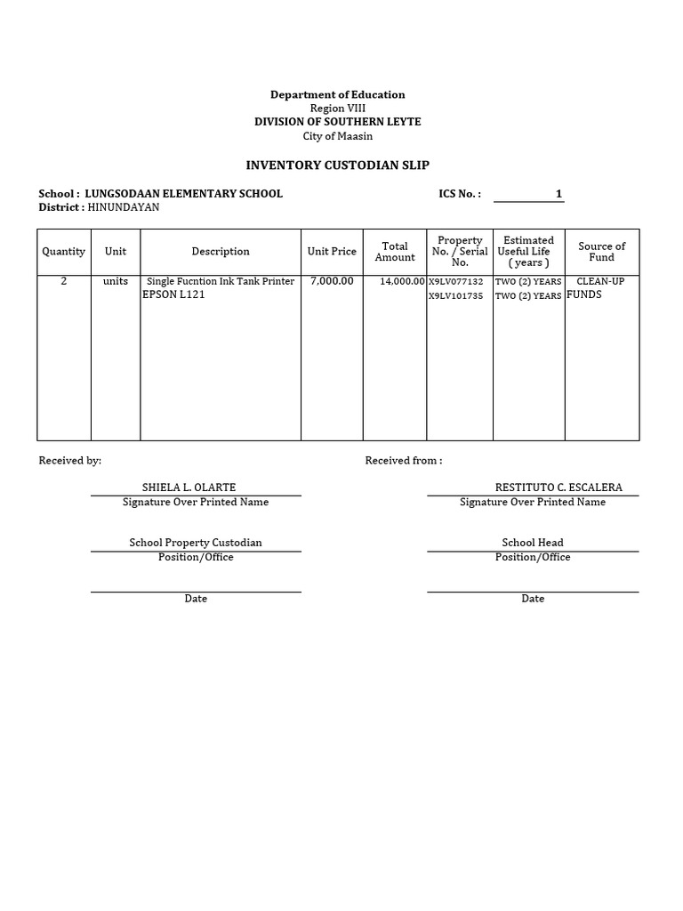 Inventory Custodian Slip New | PDF