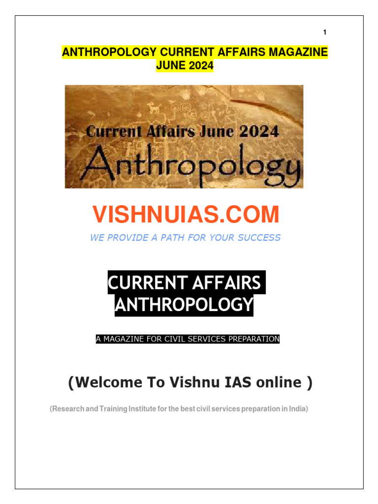 Anthropology Current Affairs Magazine JUNE 2024 1 | PDF | Human ...