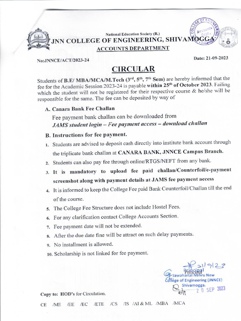 Circular 2023 24 | PDF
