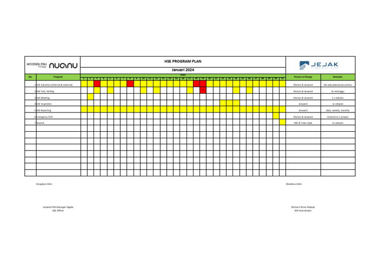 HSE Program Plan (Bulanan) | PDF