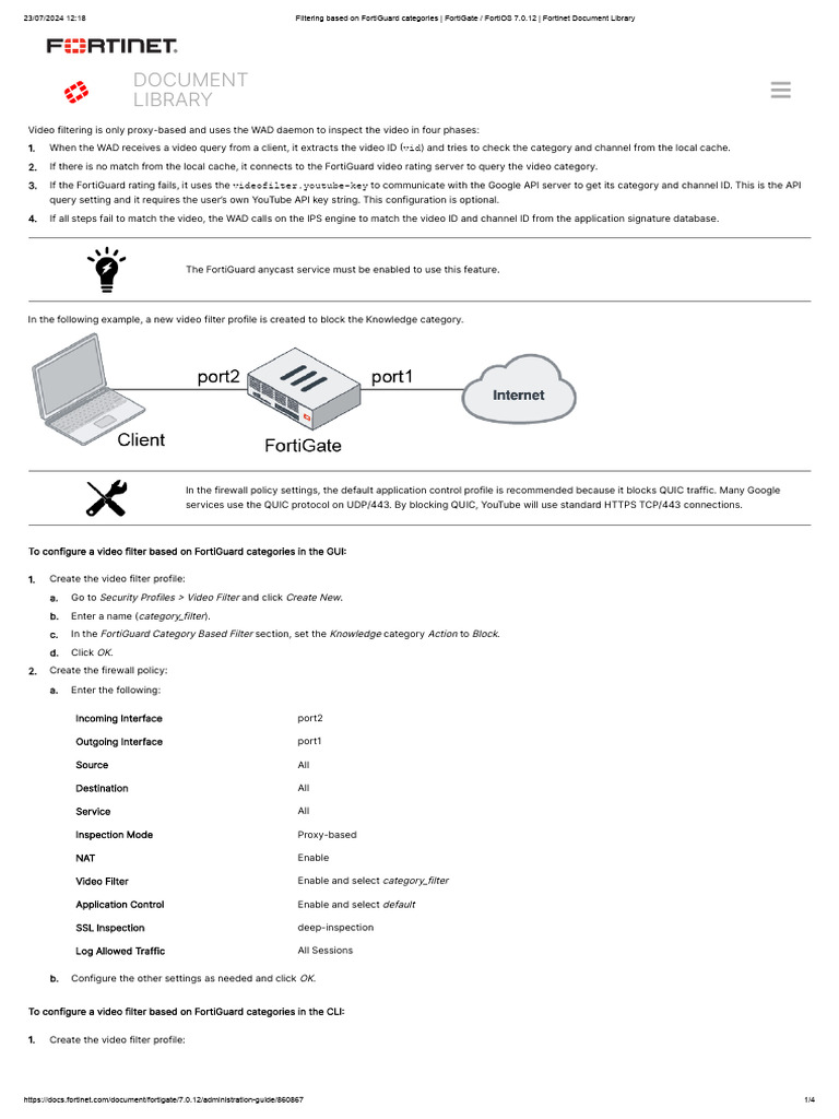 Filtering Based On FortiGuard Categories - FortiGate - FortiOS 7.0.12 ...