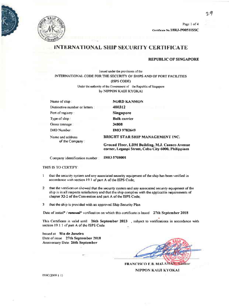 Nord Kanmon - Issc | PDF | Admiralty Law | Law Of The Sea