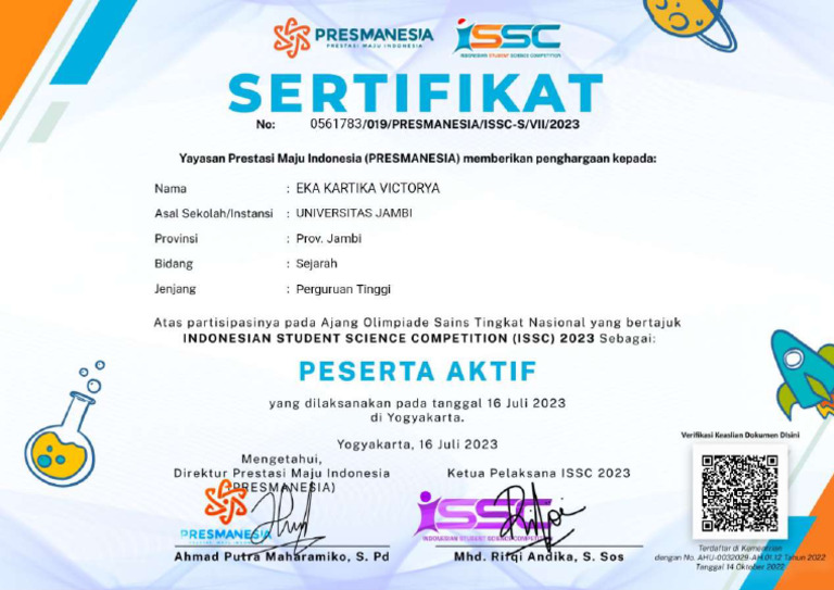 cert_Sejarah - ISSC 2023_compressed | PDF