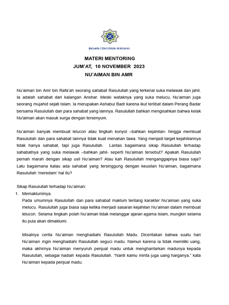 Nu'aiman Bin Amr | PDF