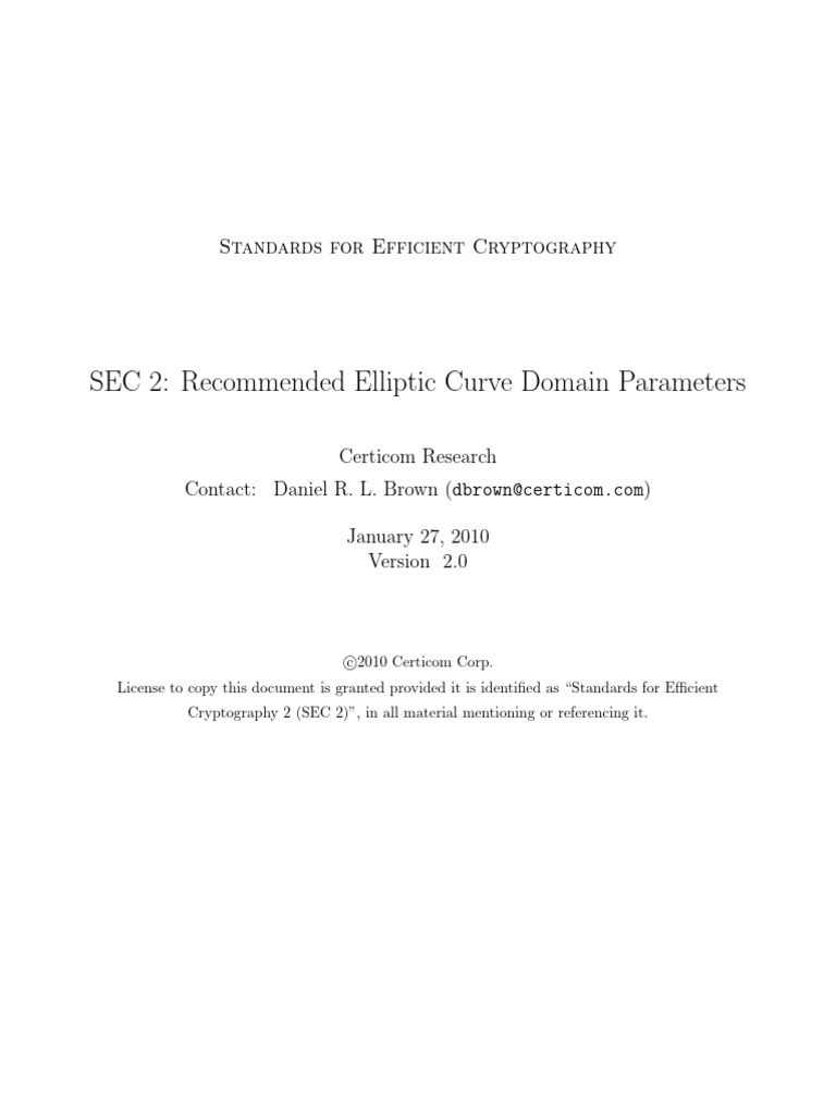 Sec2 v2 | PDF | Cryptography | Mathematics