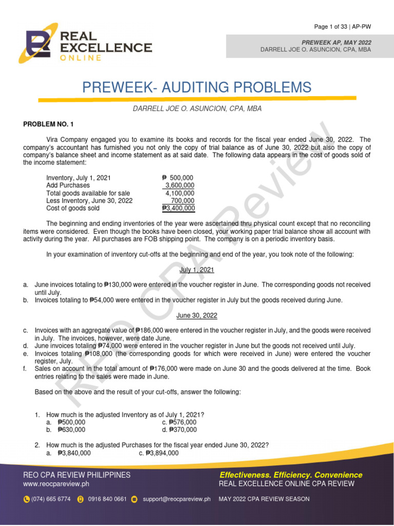 Reo 03 AP Preweek | PDF | Book Value | Accounts Payable