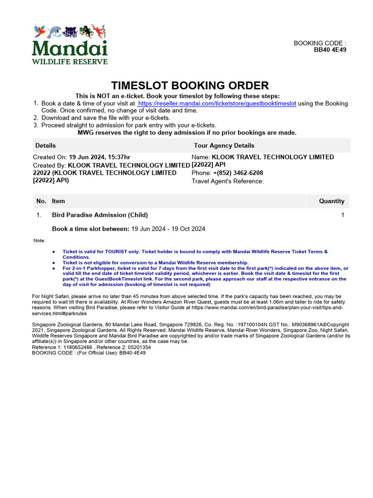 Timeslot Booking Order | PDF
