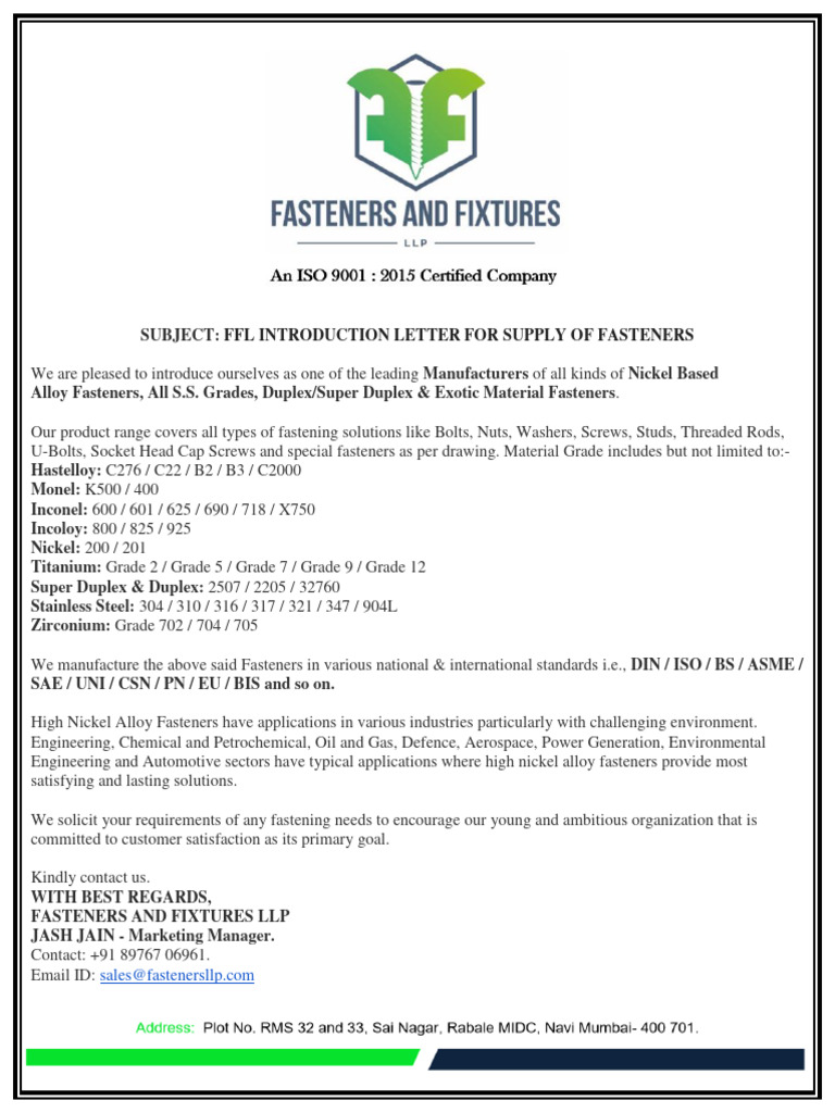 FFL - Introduction Letter | PDF