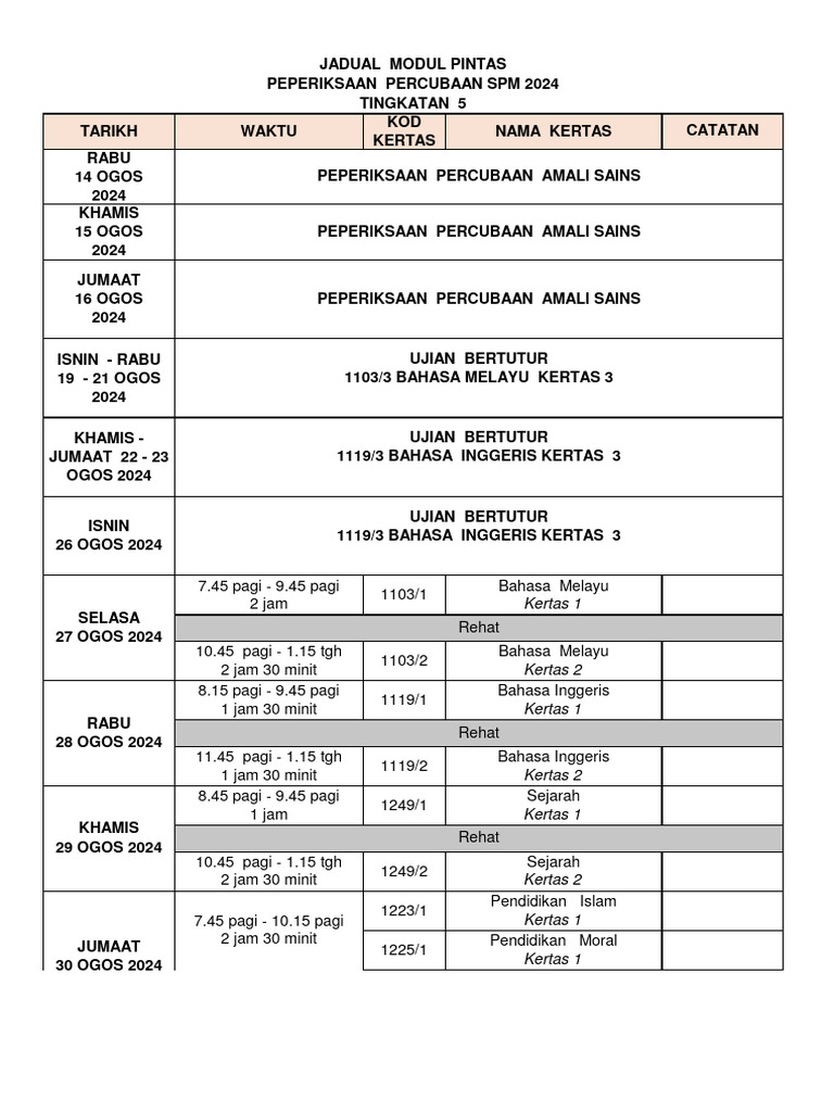 Jadual SPMC Pintas 2024 (Edited - 5julai) | PDF