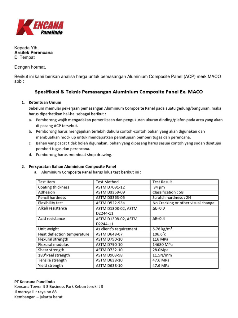 spesifikasi teknis MACO | PDF