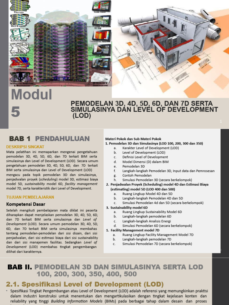 SLIDE 05. Pemodelan 3D, 4D, 5D, 6D Dan 7D Serta Simulasinya Dan Level Development (LOD) | PDF ...