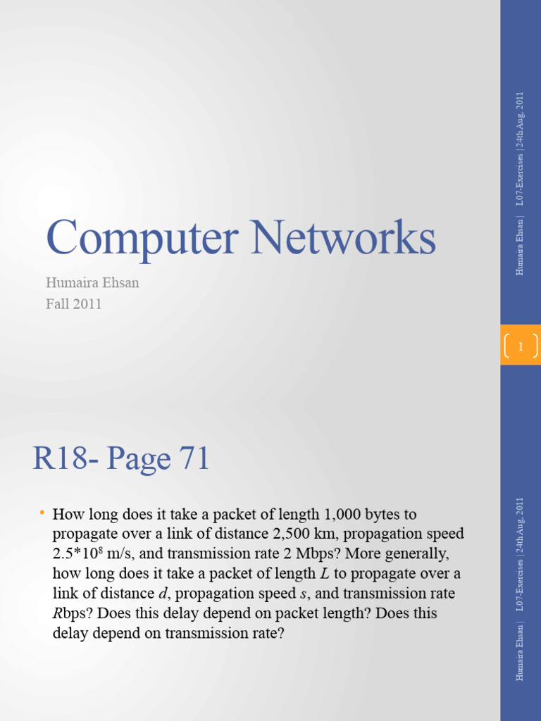 Lec07 Chapter1 Exercises | PDF | Bit Rate | Network Congestion