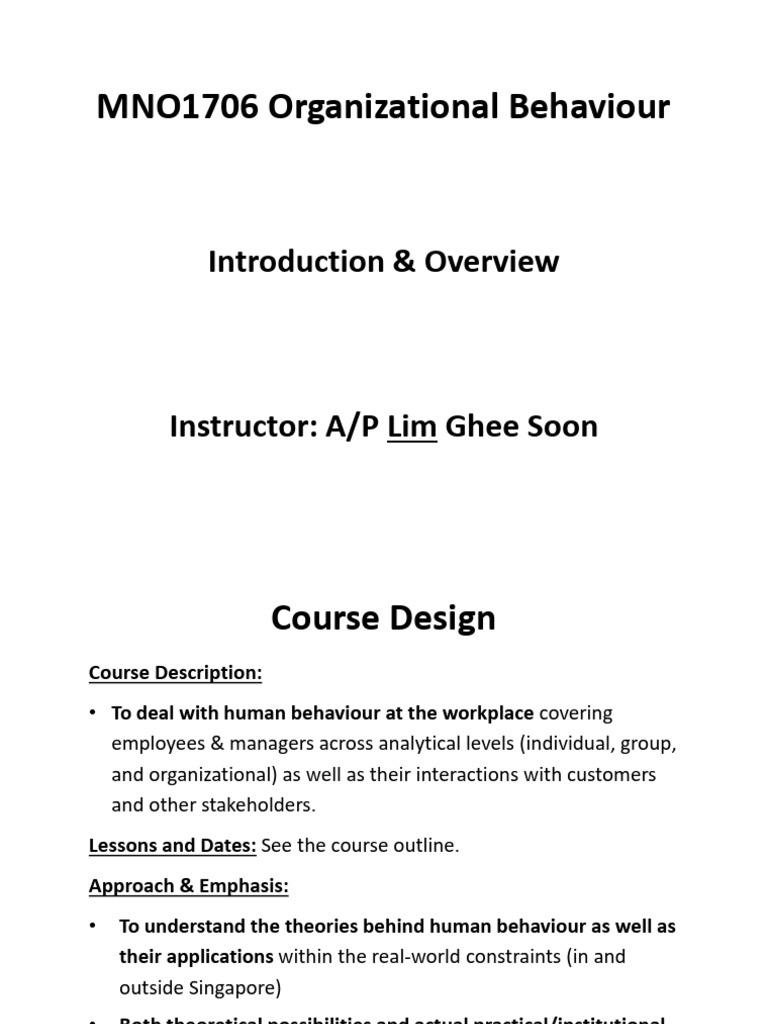 Organizational Behavior Course Guide | PDF | Multiple Choice | Human ...
