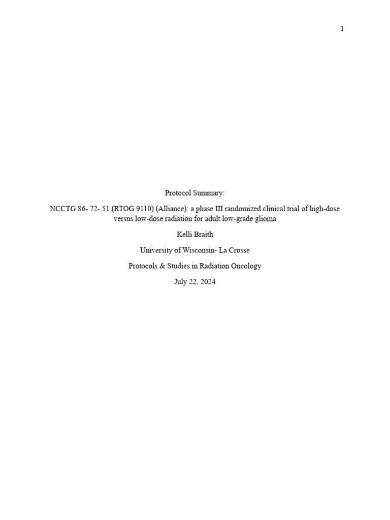 Protocol Summary Shareable | PDF | Radiation Therapy | Clinical Medicine