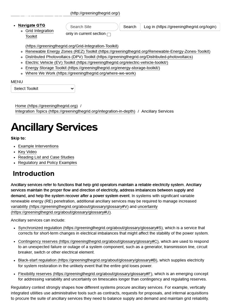 Ancillary Services - Greening The Grid | PDF | Electrical Grid | Physical Quantities