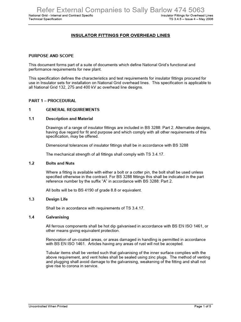 TS 3.04.05 Insulator Fittings | PDF | Specification (Technical Standard ...