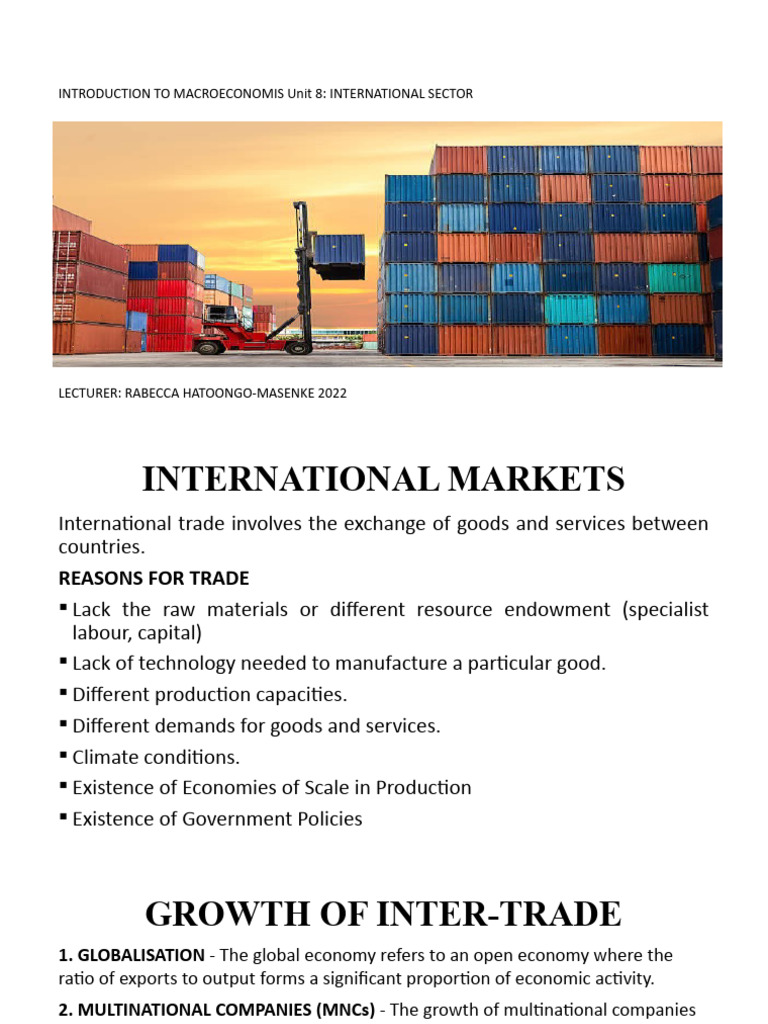 Unit.8 International Markets | PDF | Balance Of Payments | Exchange Rate