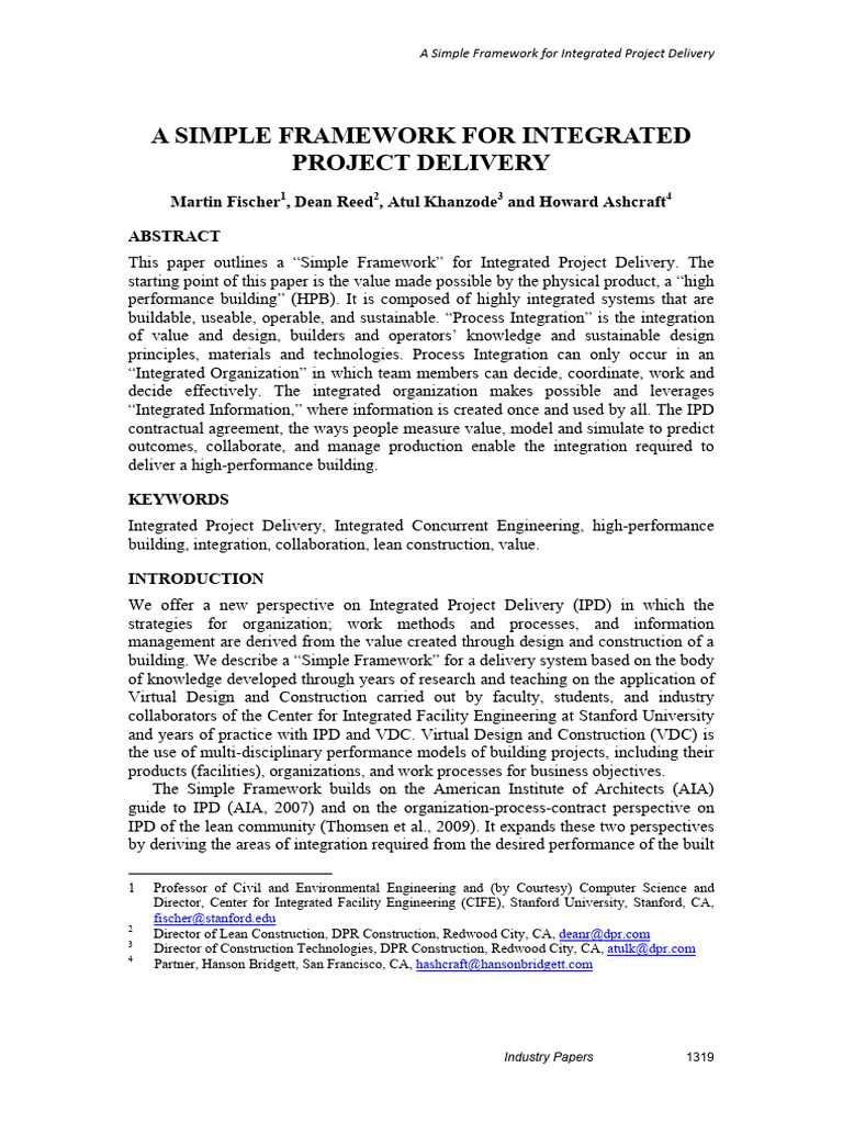 Integrated Project Delivery Framework | PDF | Simulation | Building ...