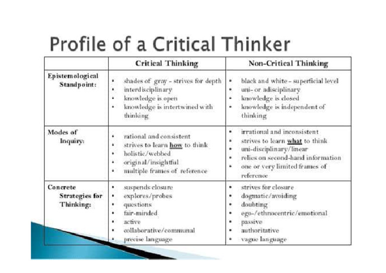 Profile of A Critical Thinker | PDF