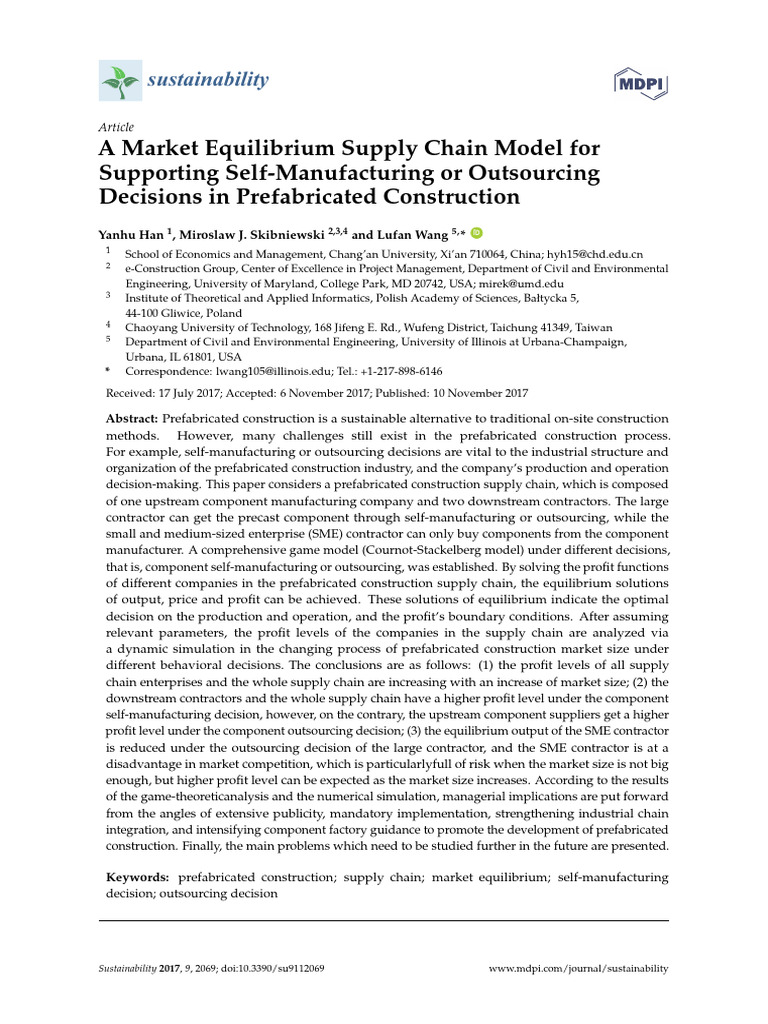 2017 - A Market Equilibrium Supply Chain Model | PDF | Supply Chain ...