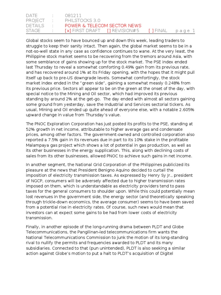 Phil Stocks Daily Research 081211 | PDF | Stock Market | Taxes