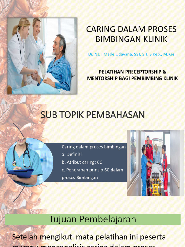 Caring Dalam Proses Bimbingan Klinik 2024 - Dr. Ns. I Made Udayana, SST, SH, S.Kep., M.Kes | PDF