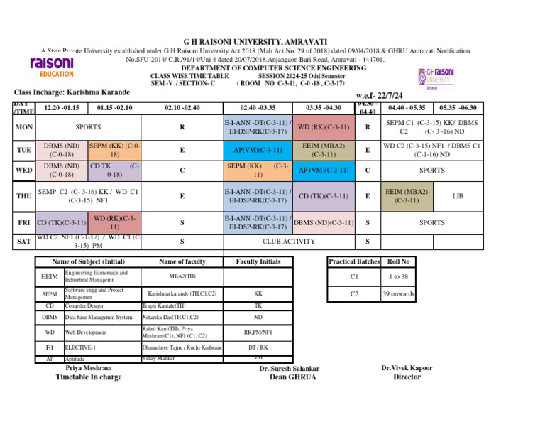 GHRU Computer Science Timetable 2024-25 | PDF | Computing | Information ...