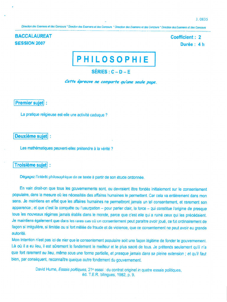 Bac D Philo 2007 1 | PDF