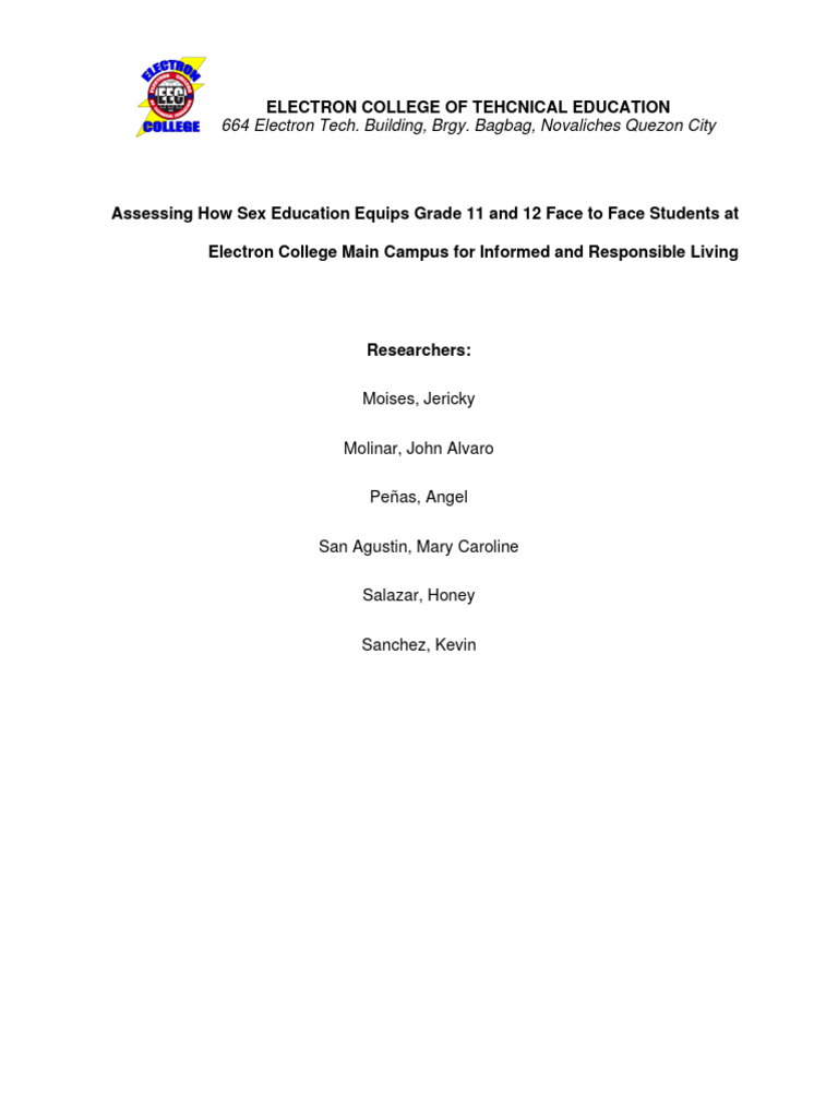 Research Final Pdf Survey Methodology Sex Education