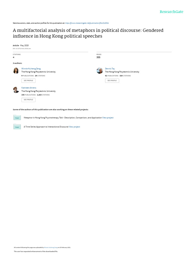 A Multifactorial Analysis of Metaphors in Political Discourse | PDF