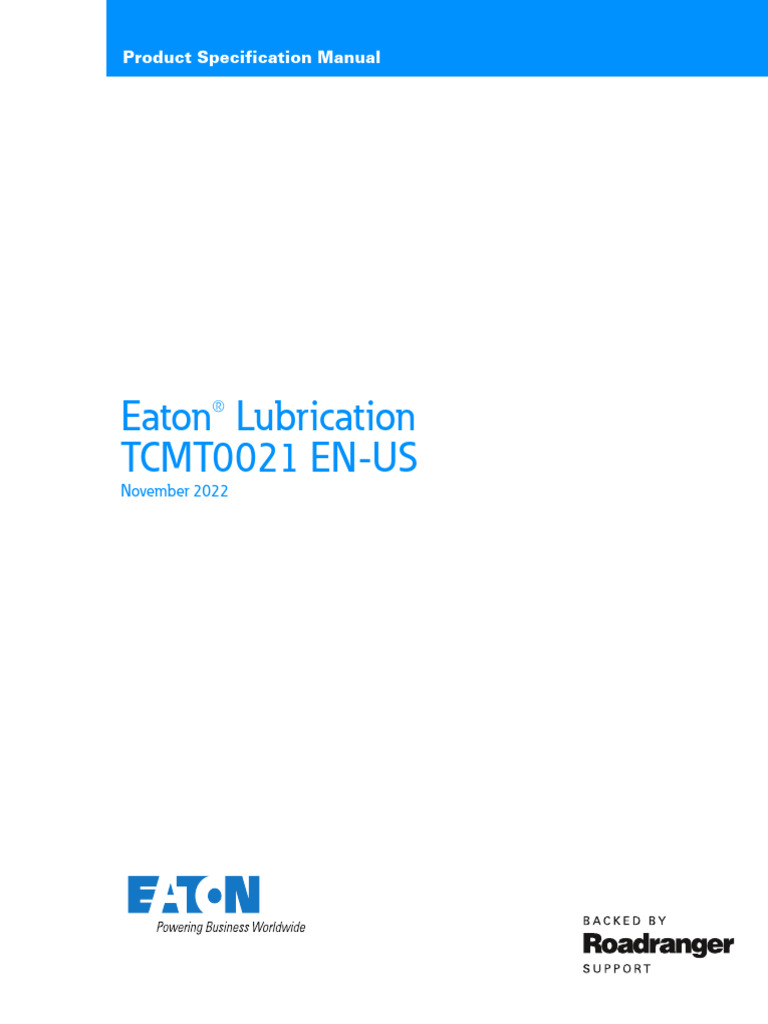 Eaton Lubricants Product Specification Manual tcmt0021 | PDF ...