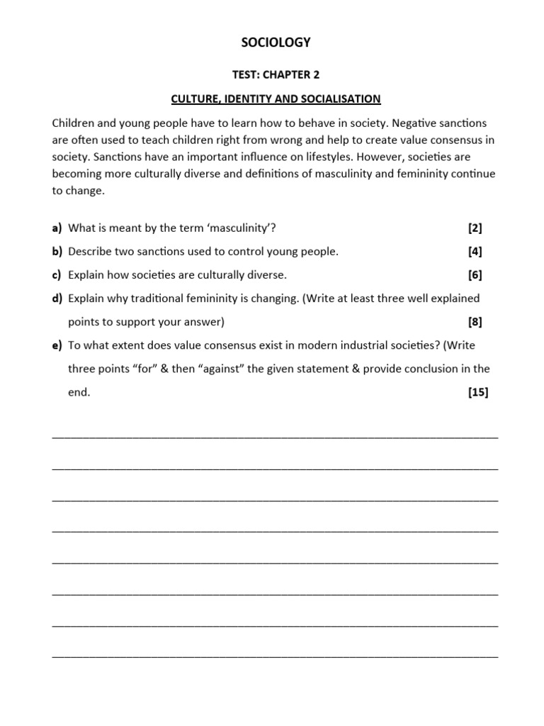 Chapter 2 (Evaluation Worksheet) | PDF | Femininity | Socialization