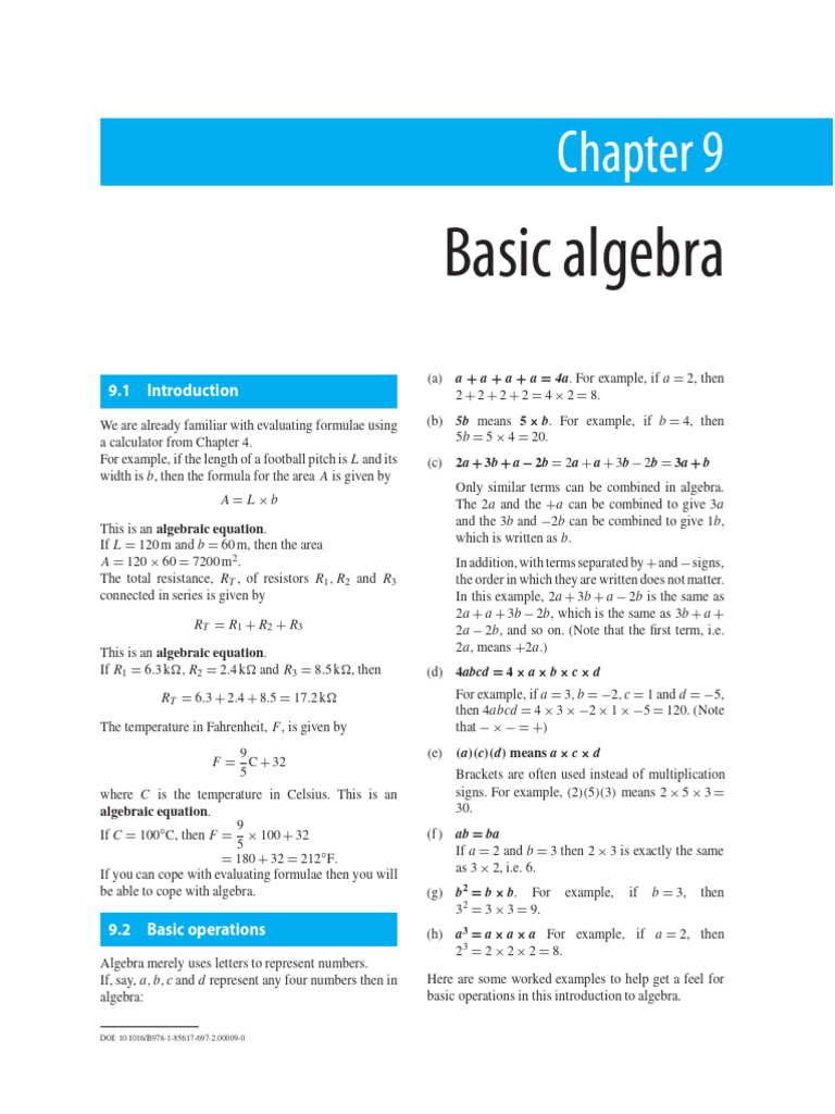 Basic Algebra | PDF | Division (Mathematics) | Elementary Mathematics
