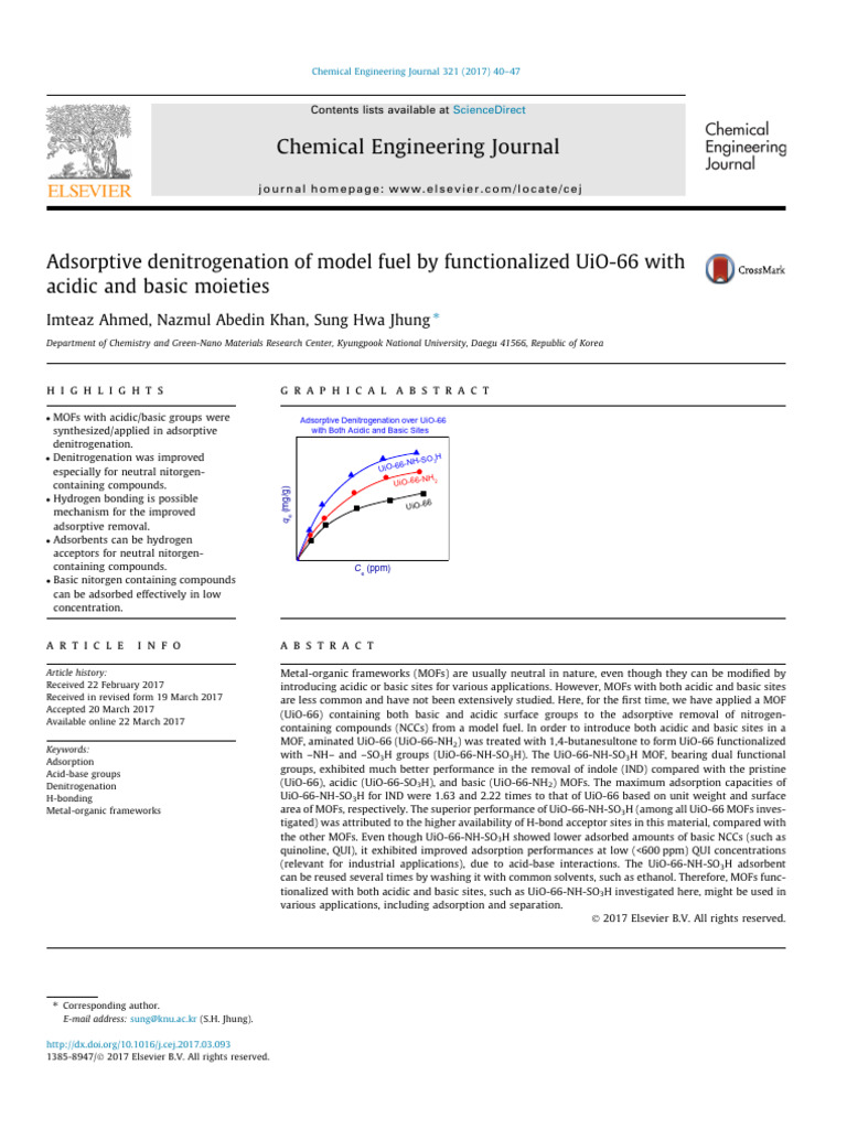 Adsorptive Denitrogenation of Model Fuel | PDF | Adsorption | Nitrogen